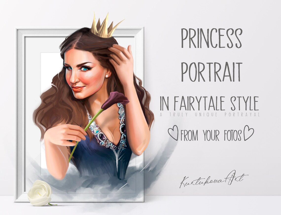 Princess Portrait /personalized Gift in Fairytale Style / - Etsy