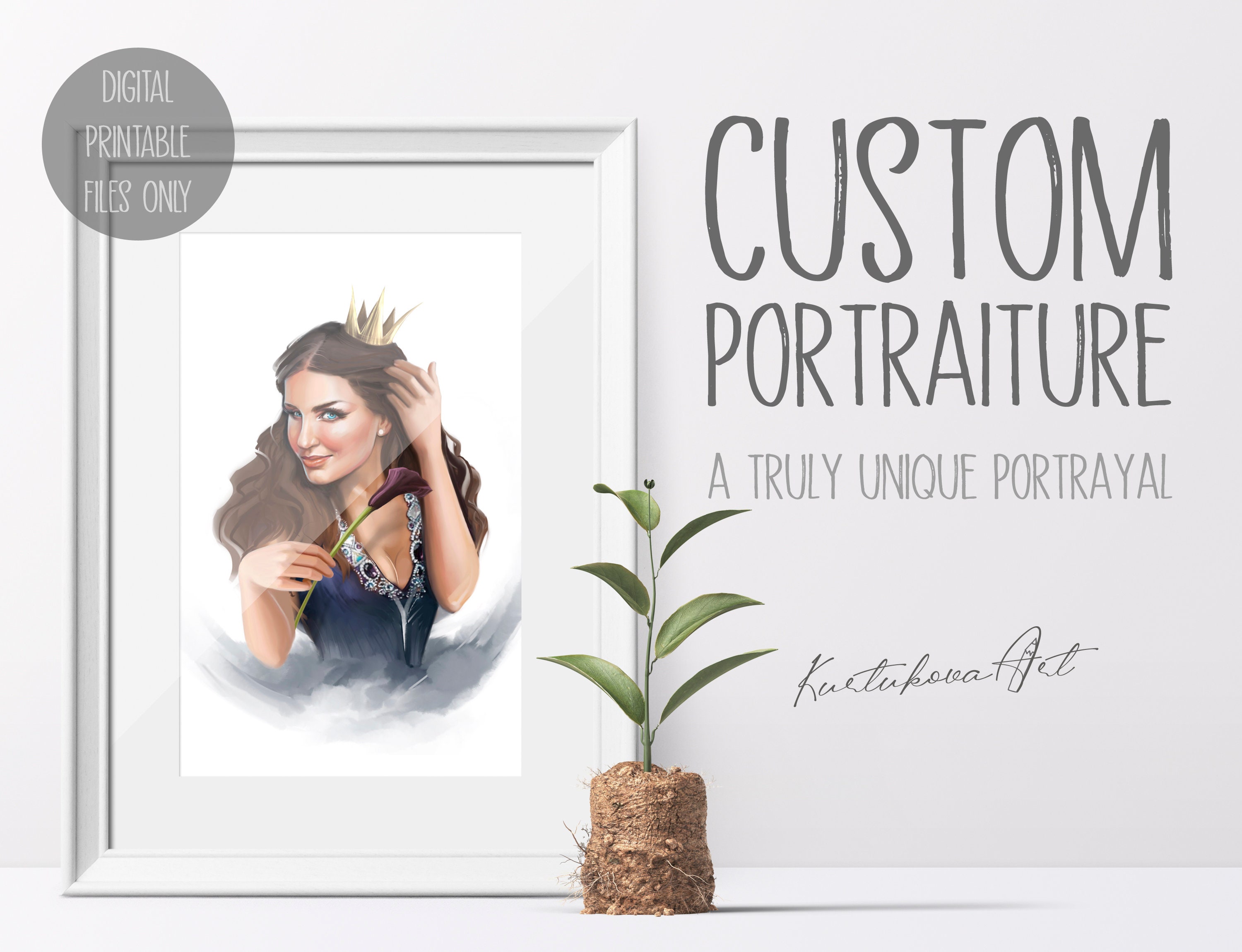 Princess Portrait /personalized Gift in Fairytale Style / Painting From ...