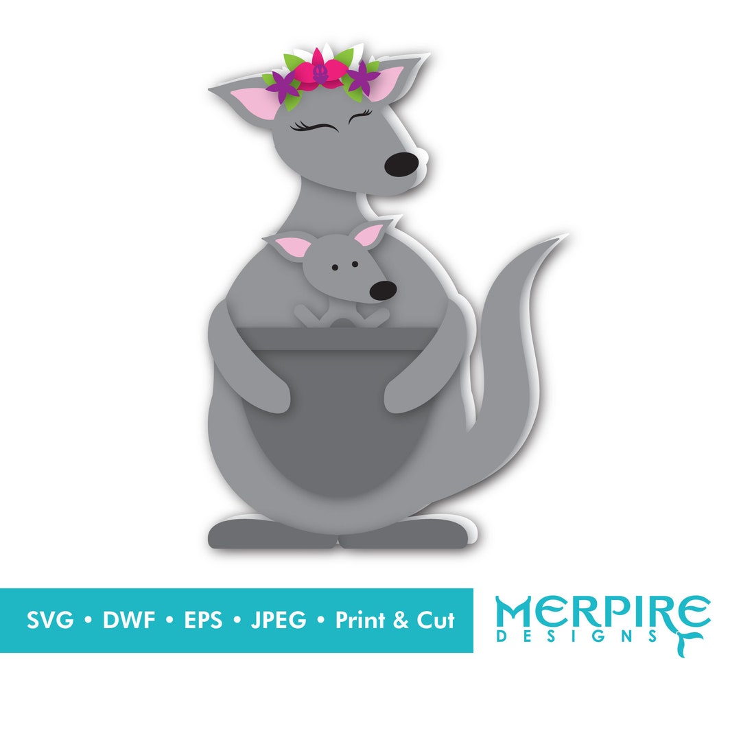 Kangaroo Card Cut File Svg, Eps, Dxf Formats - Etsy