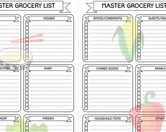 Master Grocery List Printable | Etsy