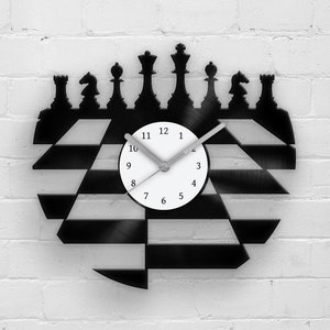 Vinyl Wall Clock for Chess Player - Office Desk Art - Chess Board Decor ...