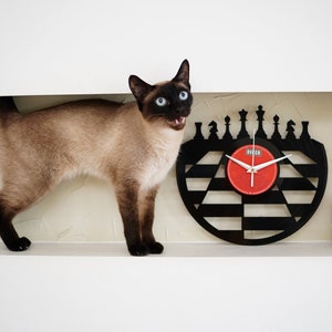 Vinyl Wall Clock for Chess Player - Office Desk Art - Chess Board Decor ...