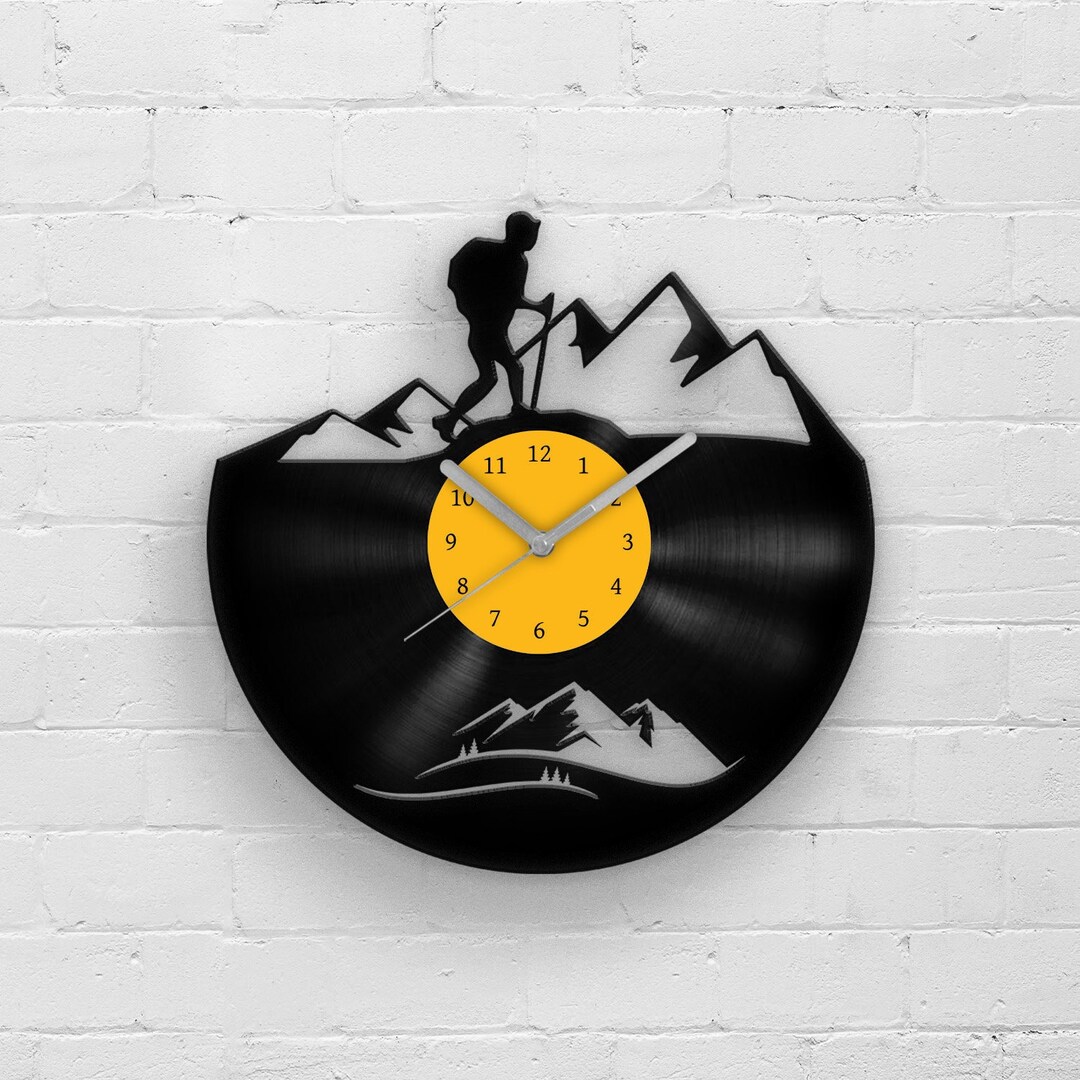 Hiking Wall Decor, Climbing Men, Vinyl Clock, Mountain, Best Gifts for ...