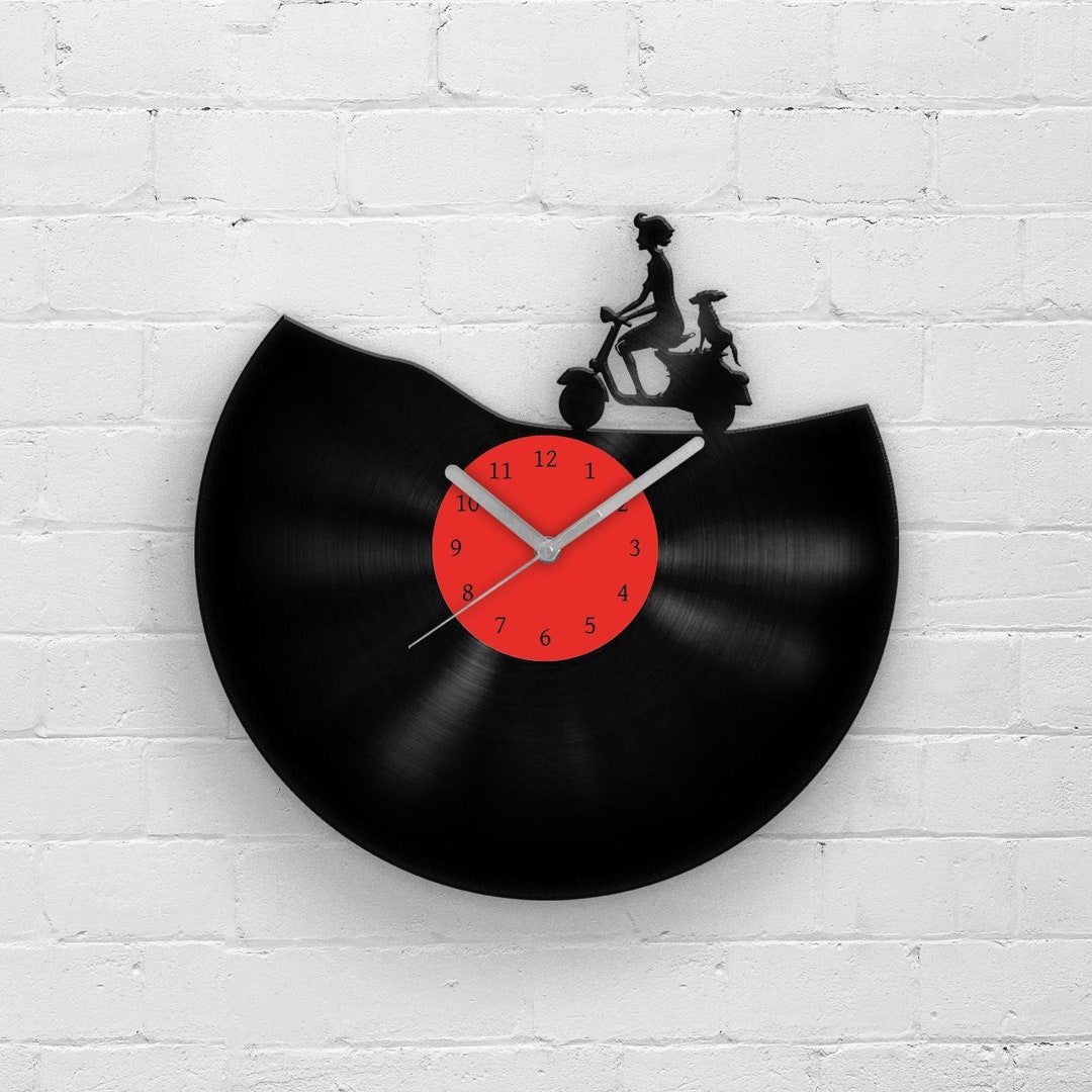 Vinyl Clock Retro Scooter, Classic Motorcycle, Motorbike Gifts for Her ...