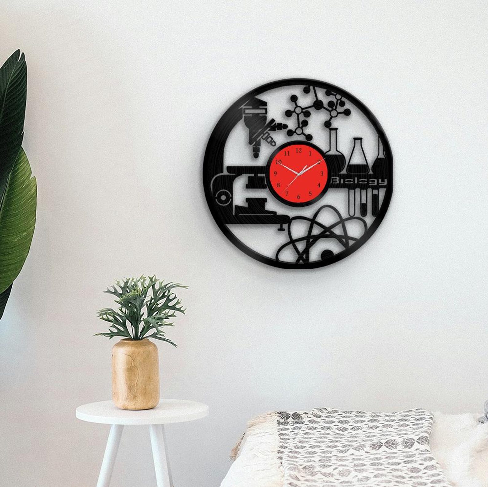 Сhemistry Vinyl Record Сlock, Science Gifts, Biology Wall Clock ...