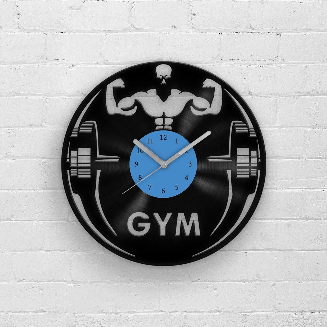 Gym Bodybuilding Vinyl Record Clock Powerlifting Sport Wall Decor for ...