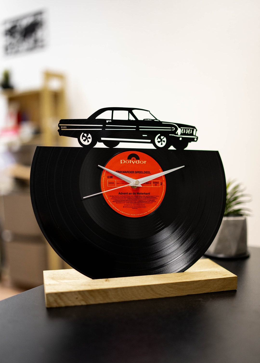 Vintage Car Vinyl Clock Classic Vehicle Silhouette Klassischer Fächer ...