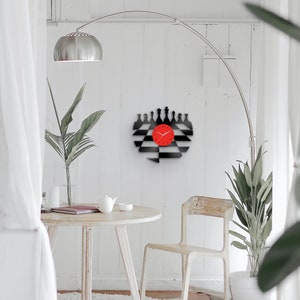 Vinyl Wall Clock for Chess Player - Office Desk Art - Chess Board Decor ...
