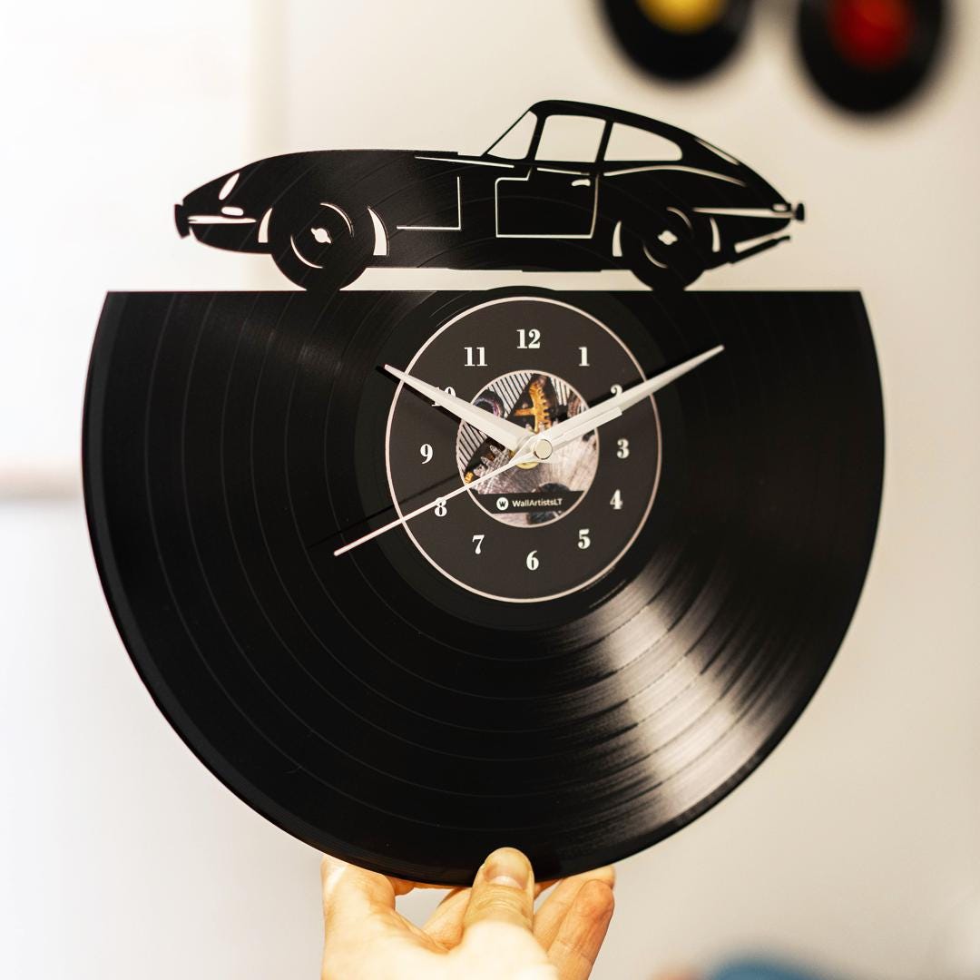Vintage Sports Car Vinyl Record Wall Clock – Classic Car Garage Decor ...