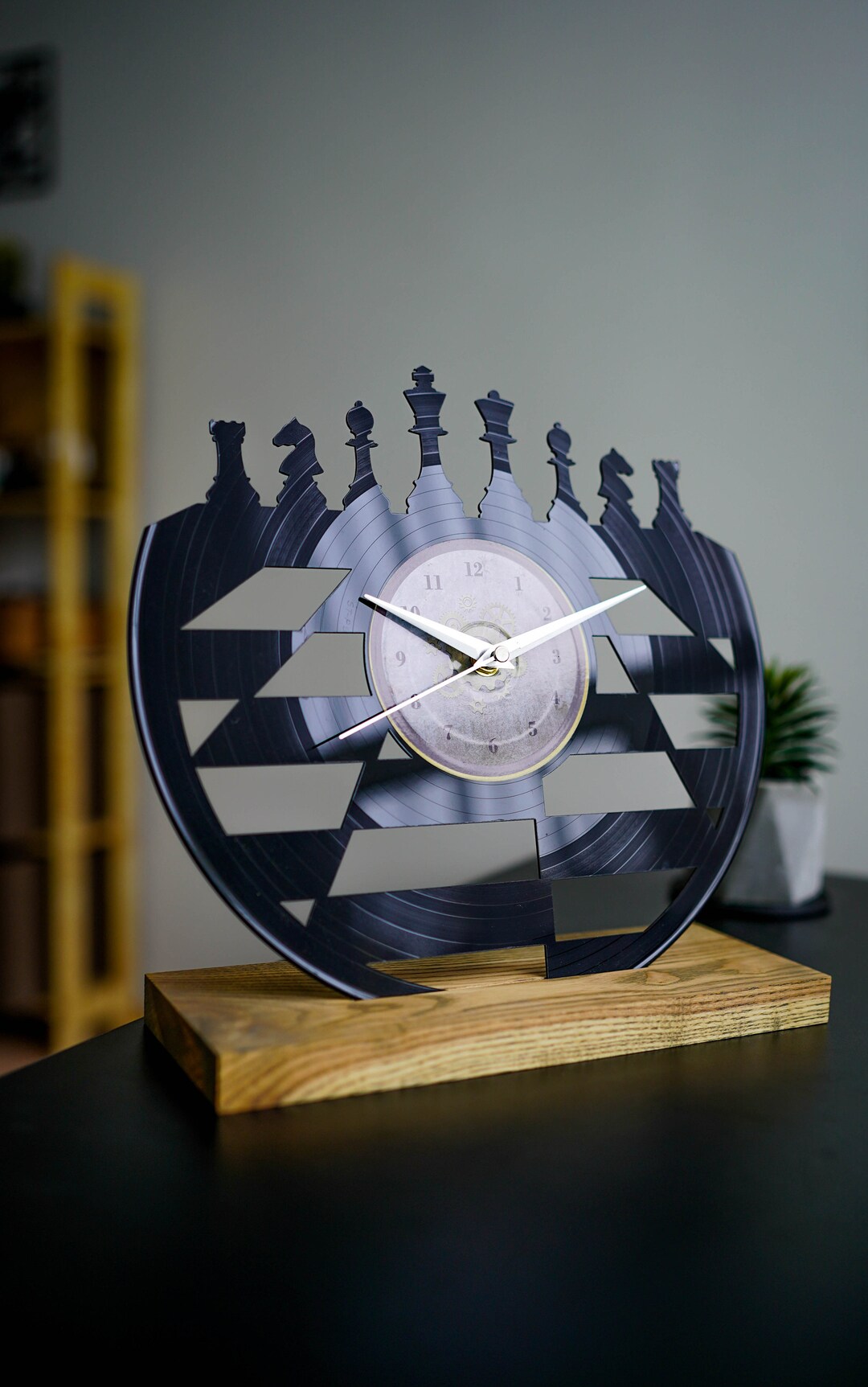Vinyl Wall Clock for Chess Player Office Desk Art Chess Board Decor ...