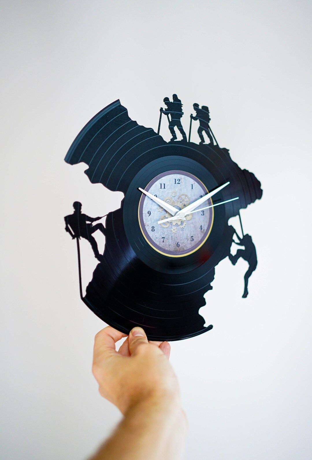 Rock Climbing Men Vinyl Record Wall Clock Art for Climber Man Cave ...
