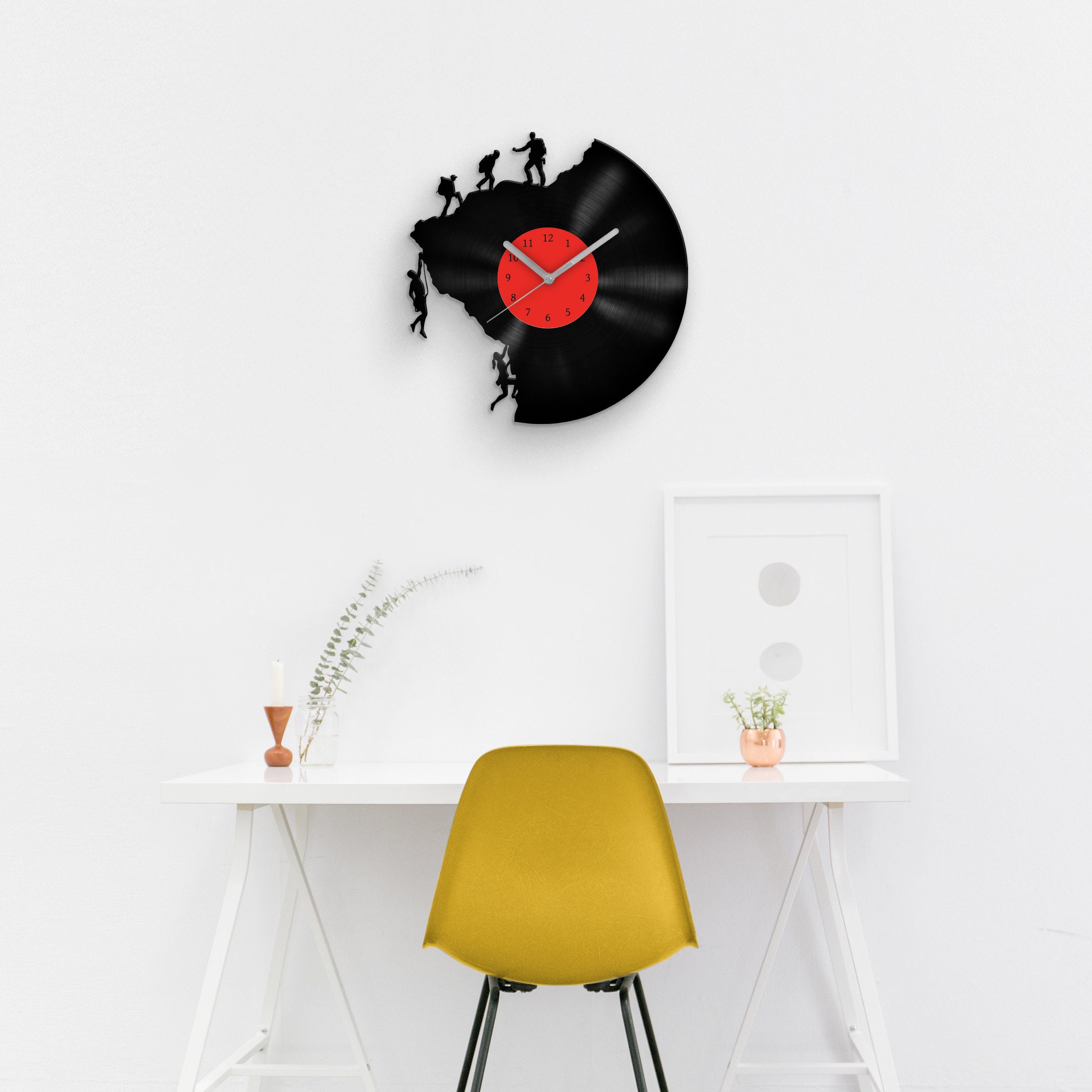 Climbing Men Vinyl Clock Climber Gift for Him Adventurer Wall Art for ...