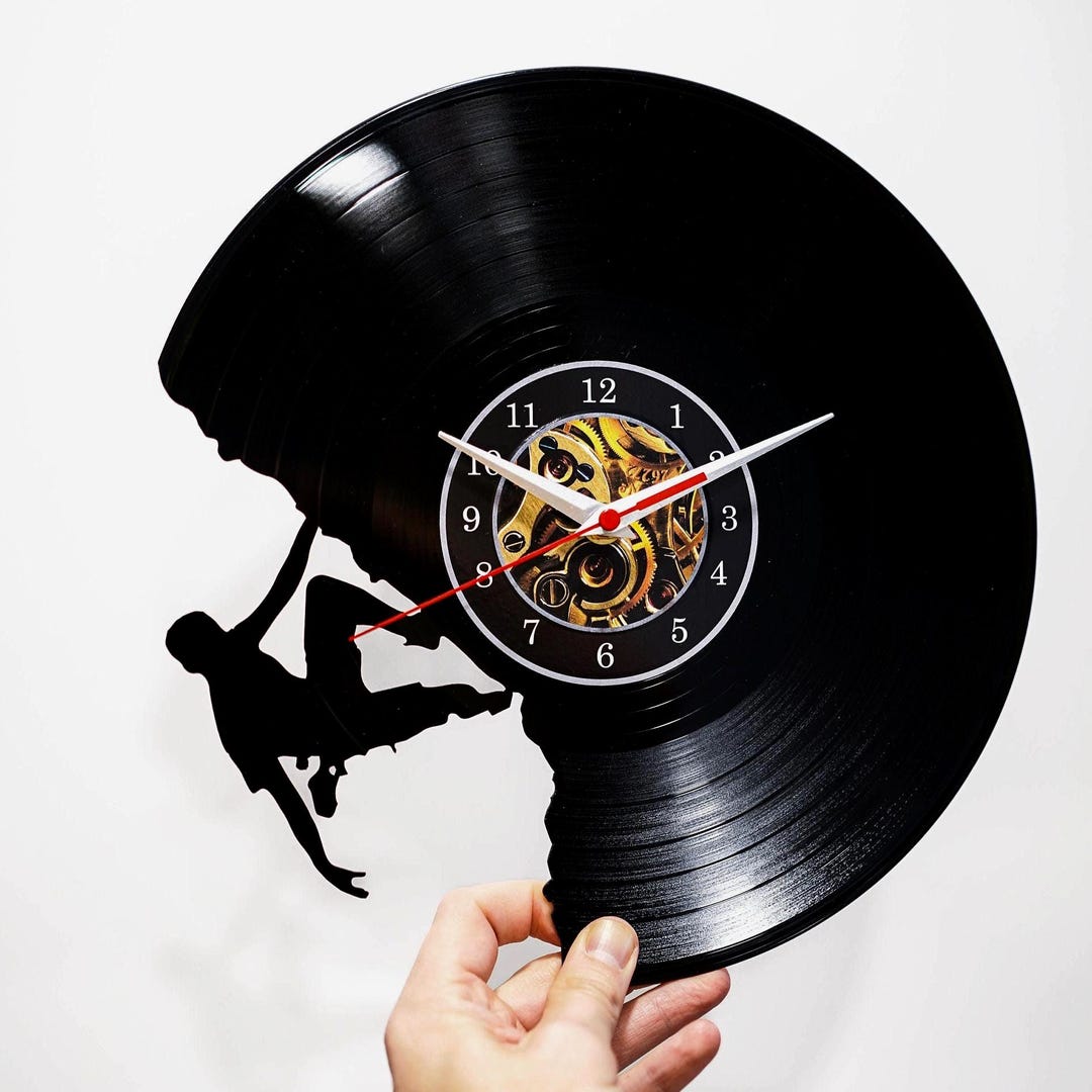 Vinyl Record Clock: Mountain Climber Design Vintage Wall Decor, Rock ...