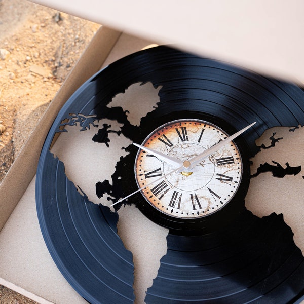 World Map Wall Clock - Etsy