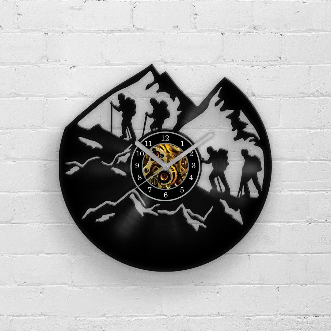 Rock Climbing Vinyl Clock - Decor for Man Cave - Mountains Peak ...