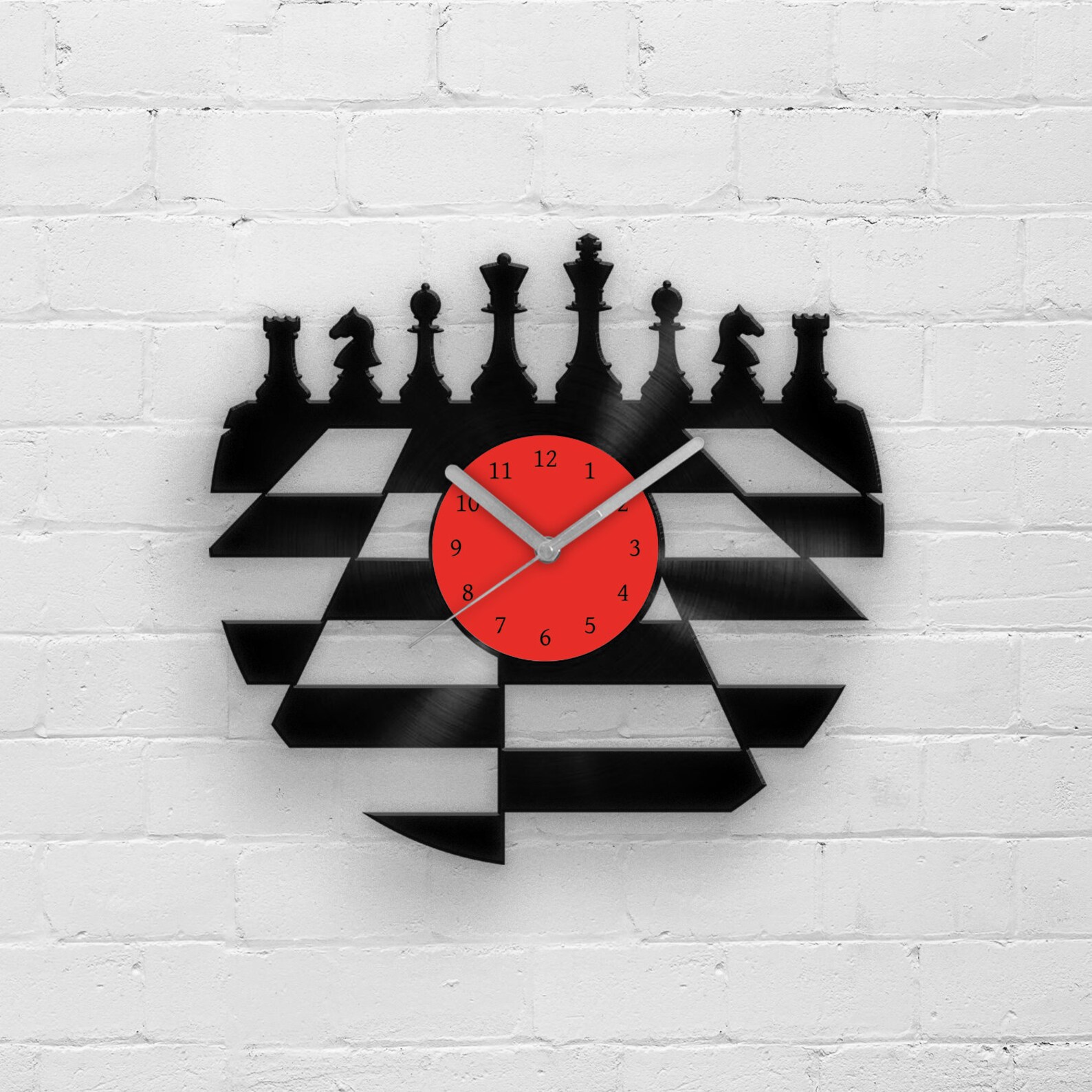 Chess Vinyl Record Wall Clock: Vintage Handmade Recycled LP Art, Game ...