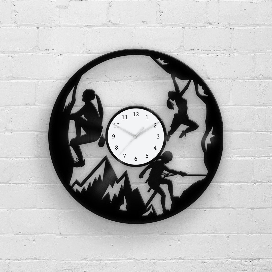 Vinyl Record Wall Clock: Female Climber Mountain Decor, Gift for Rock ...
