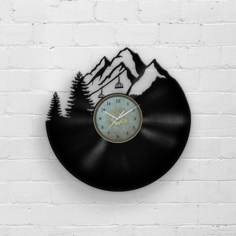 Mountains Vinyl Record Clock: Nature Lover Wall Art - Etsy