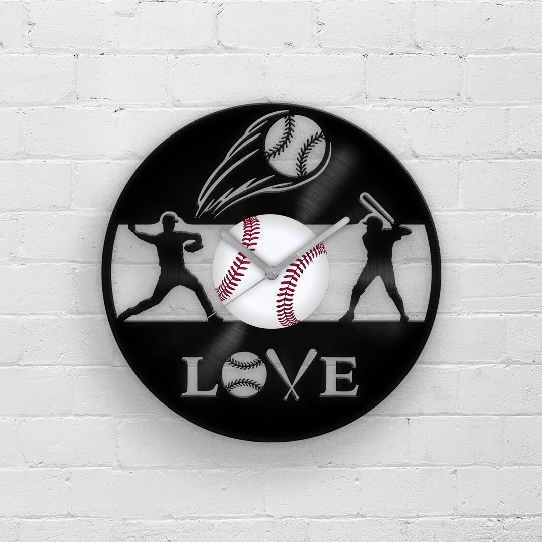 Vinyl Clock Featuring Baseball Players a Great Gift Idea for Father's ...