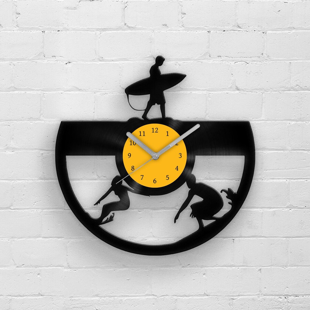 Surfing Vinyl Record Clock: Beach House Decor, Surfer Gift - Etsy