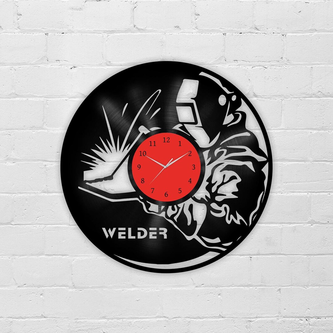Welder Vinyl Record Clock for Men Man Cave Wall Art Laser Welding Gifts ...