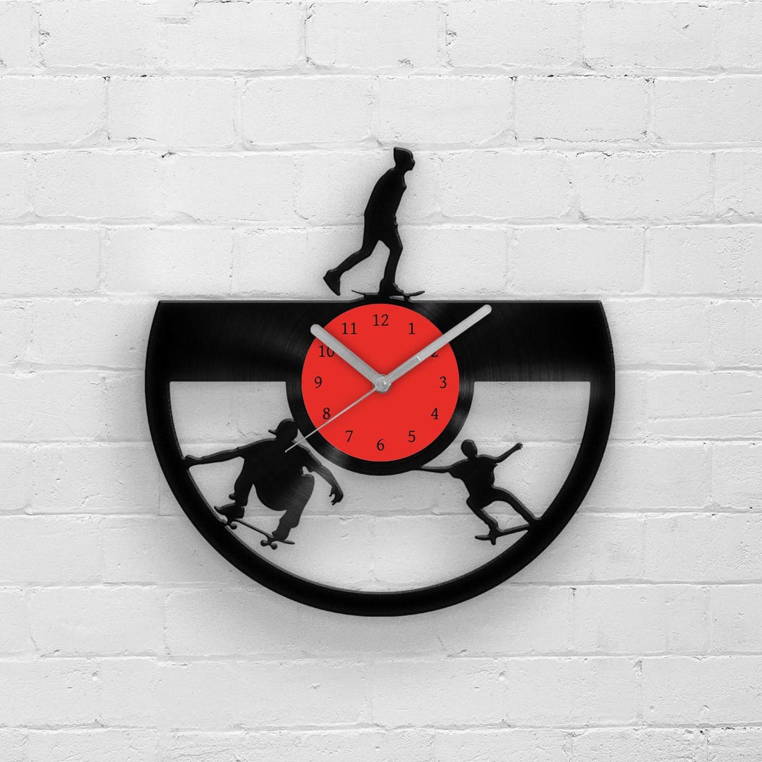 Skateboarder Vinyl Record Wall Clock: Boys Room Sports Decor - Etsy