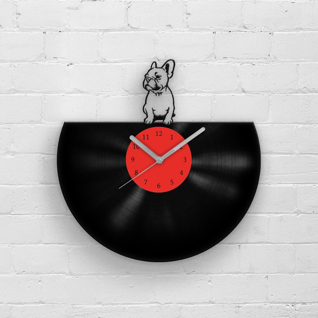 Lazy Frenchie Vinyl Record Clock Gift for Kids Room Vintage Wall Decor ...