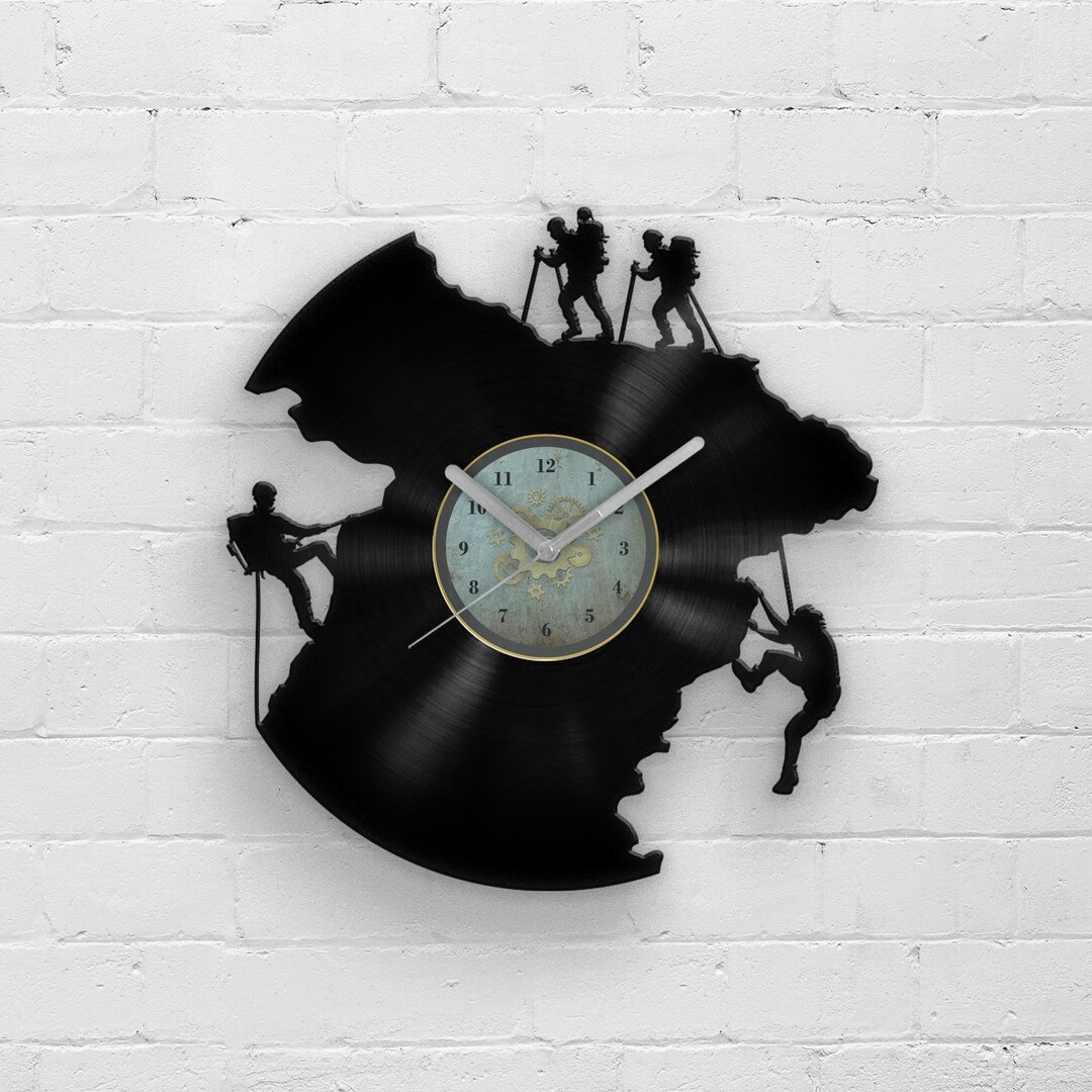 Vinyl Record Clock With Climbers - Boulder Rock Climbing Gift ...