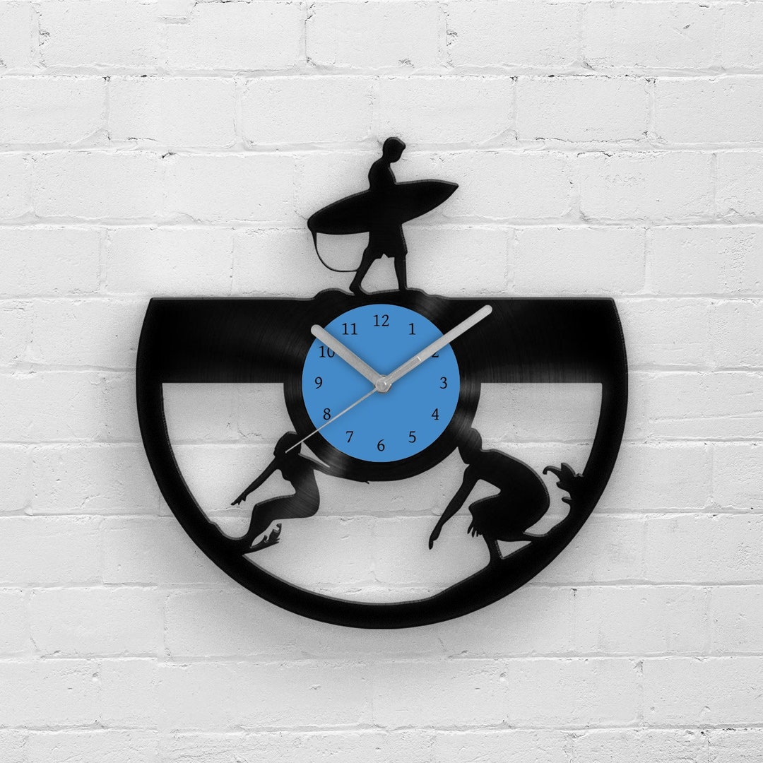 Vinyl Clock for Surfers, Surfing Wall Art, Gift for Surfer, Man Cave ...