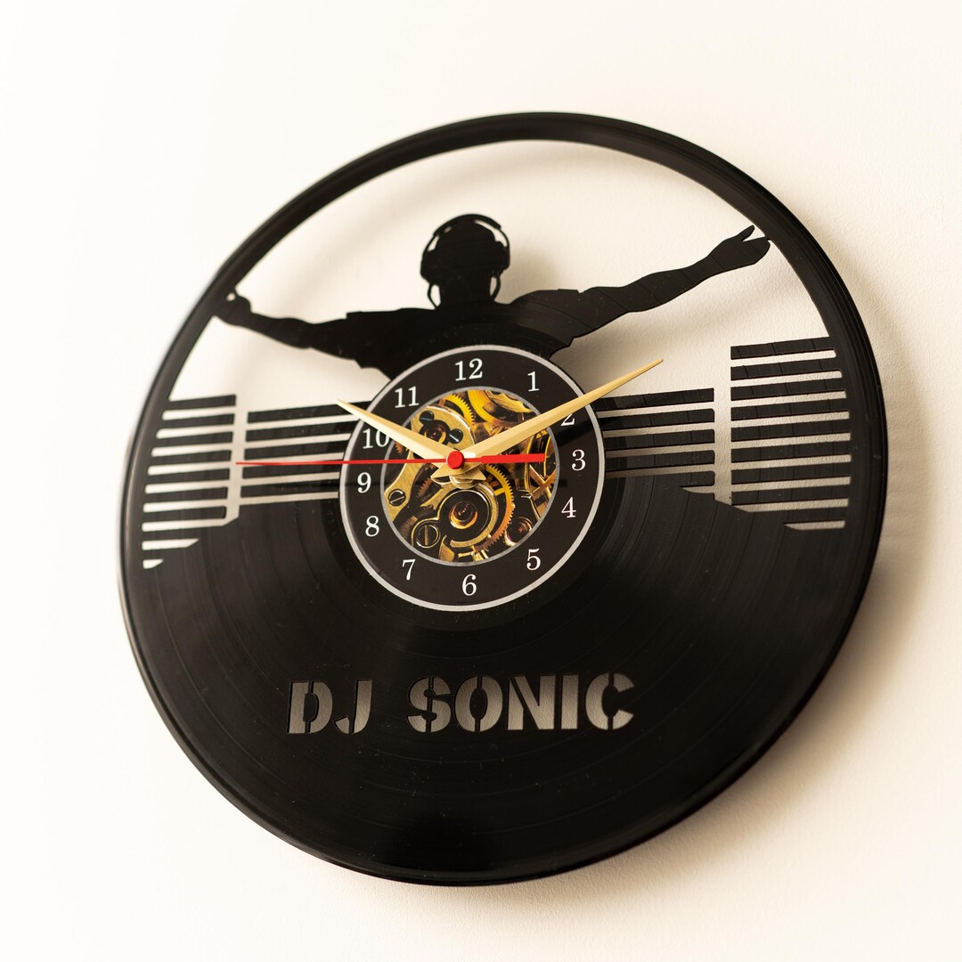 DJ Personalized Vinyl Record Wall Clock - Custom Name Individual ...