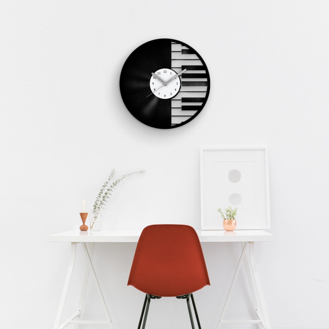 Piano Vinyl Record Wall Clock: Modern Music Room Decor - Etsy