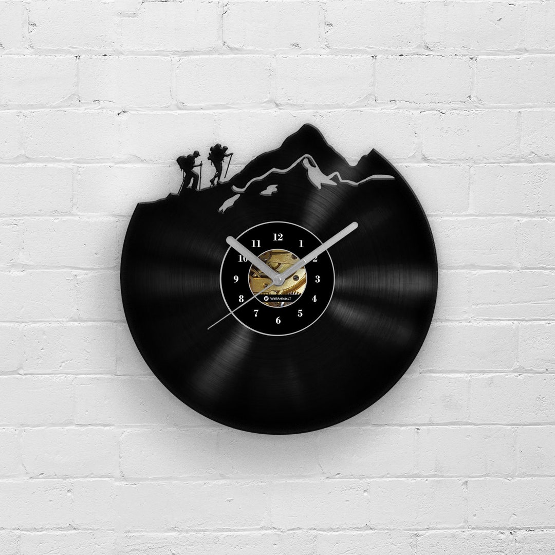 Vinyl Clock for Hikers, Climbing Men Wall Art, Mountaineering Gifts ...