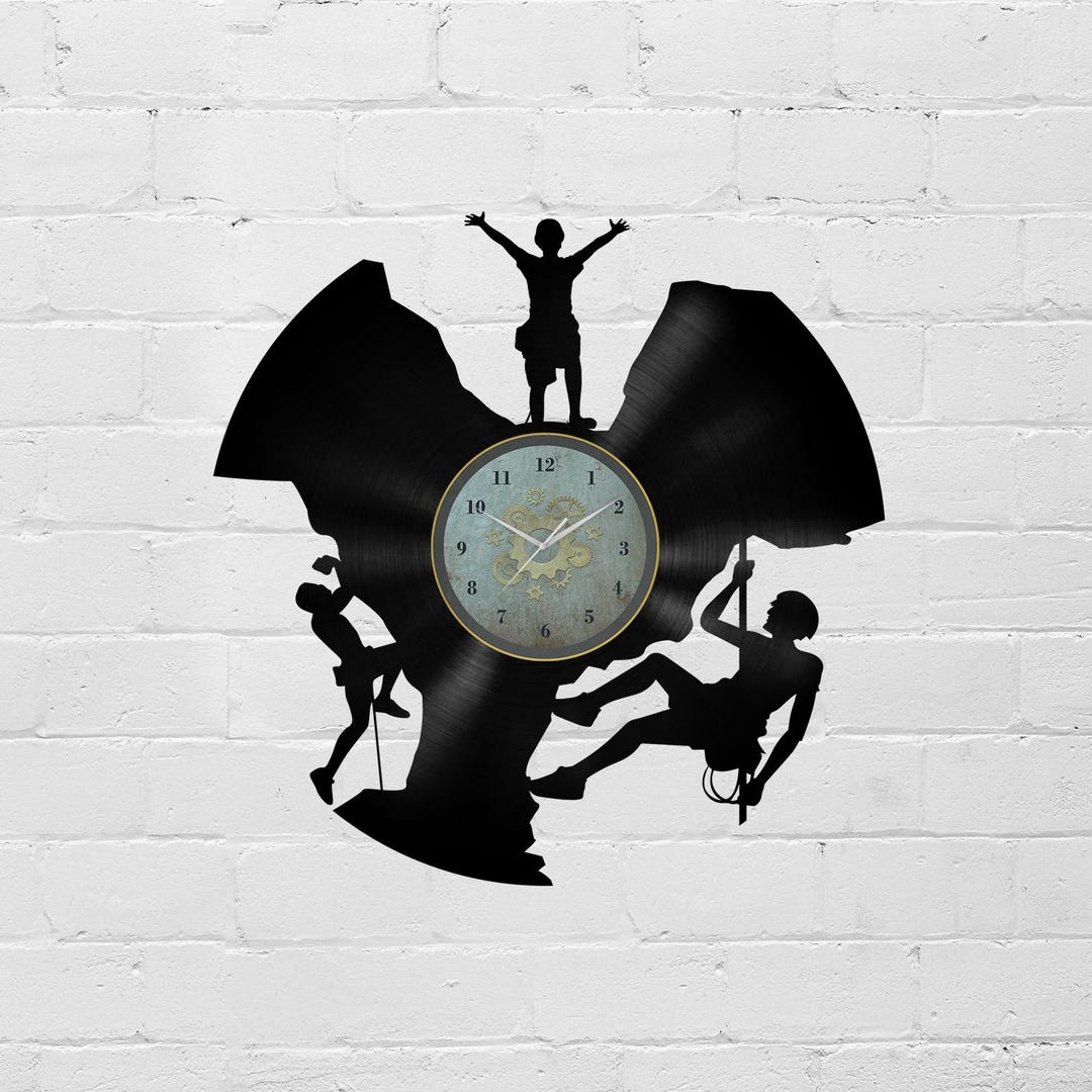 Climbing Vinyl Record Vintage Clock: Adventurer Wall Decor, Bouldering ...