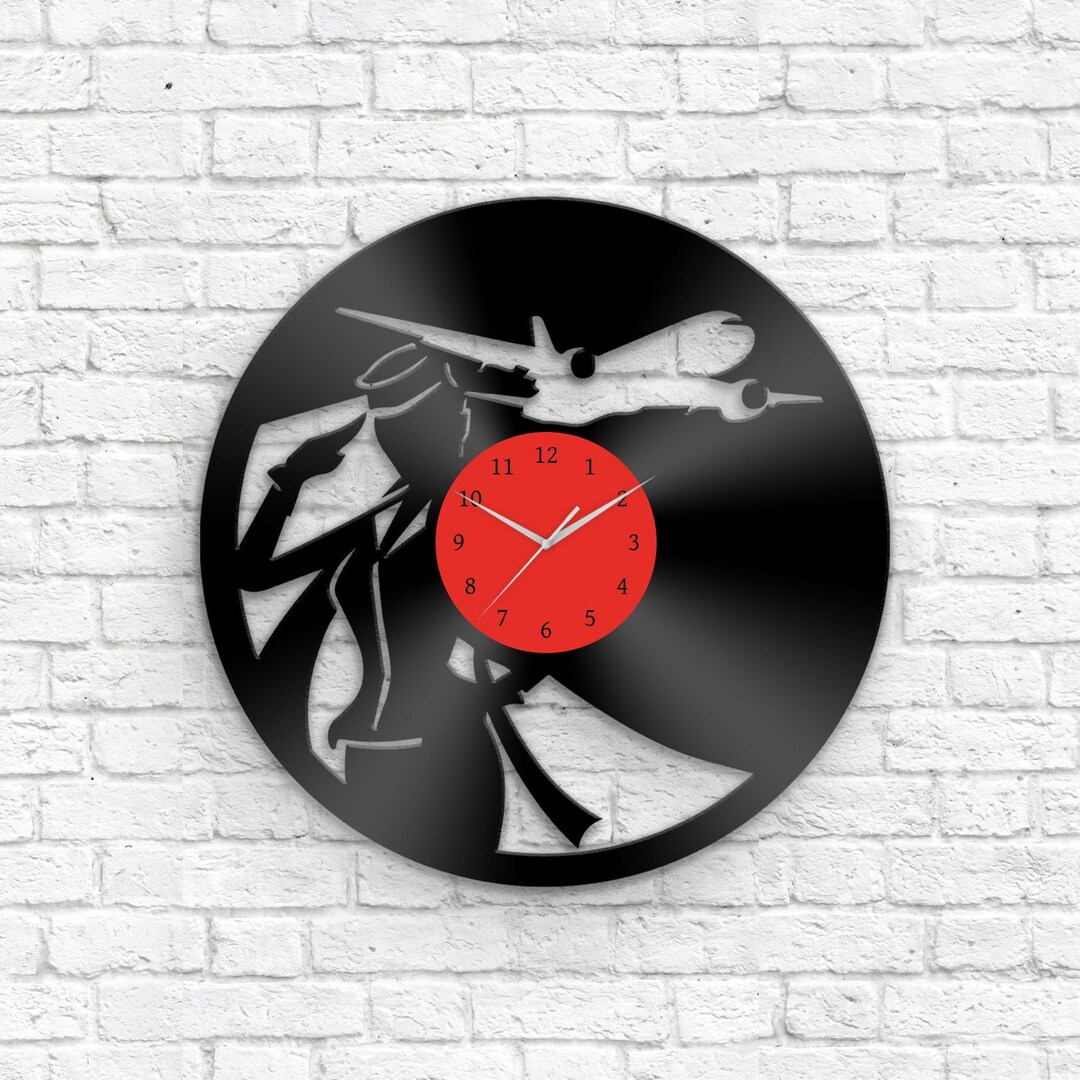 Aviation Vinyl Clock, Gift for Flight Attendant, Travellers, Pilots or ...