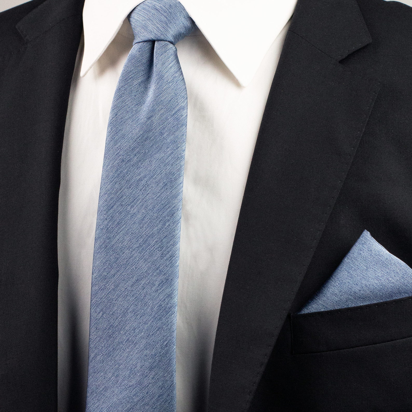 Steel Blue Bow Tie Set | Bow Tie + Pocket Square in Steel Blue - Etsy