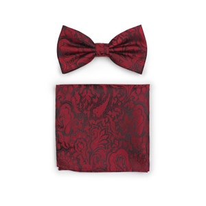 Wine Red Tie Set | Wine Red Paisley Tie and Pocket Square Set | Formal ...