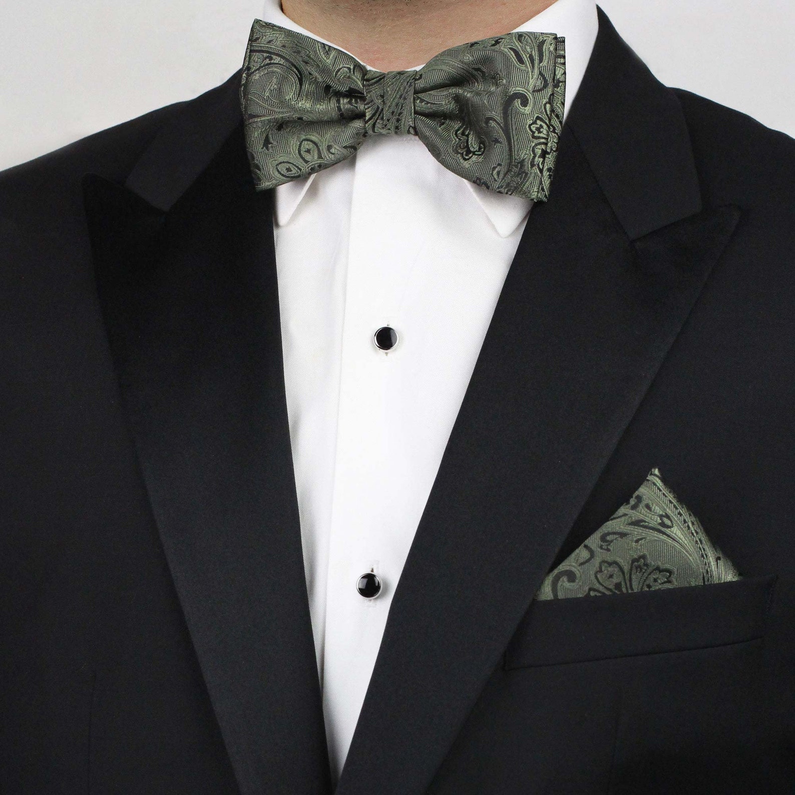 Fern Green Bow Tie Set | Mens Formal Bow Tie + Suit Hanky in Dark Fern ...