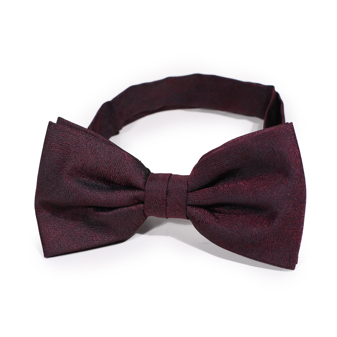 Woven Wine Bow Tie | Formal Mens Wine Bow Tie With Woodgrain Texture - Etsy