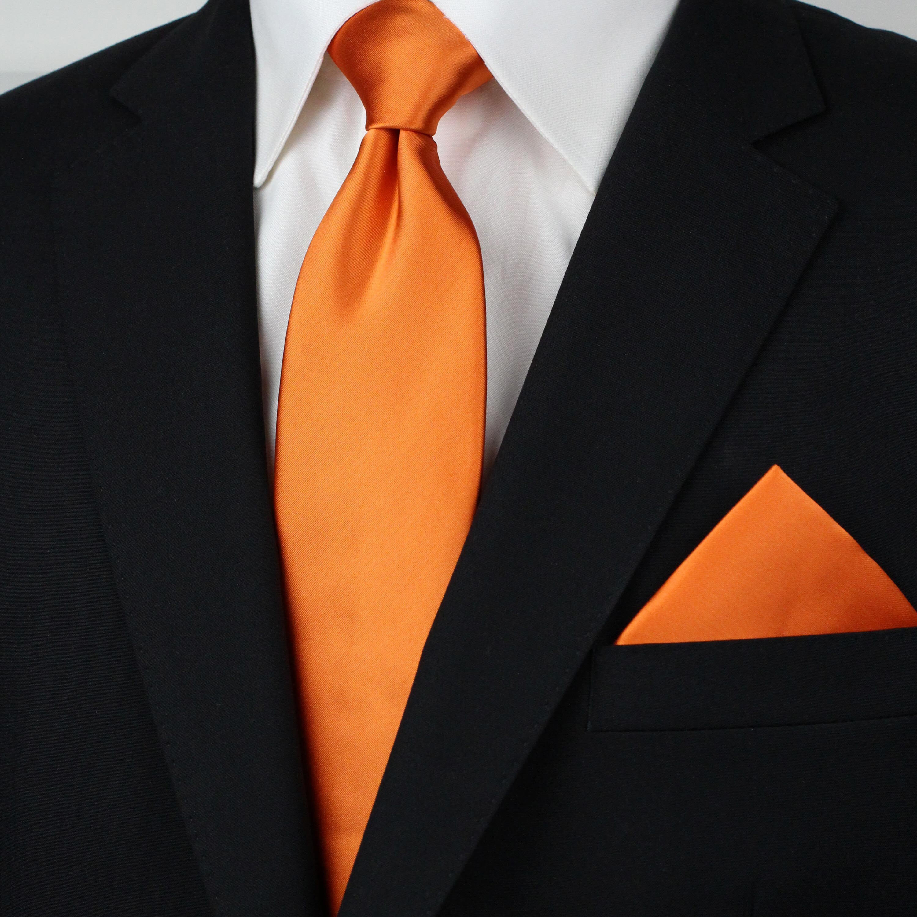 Orange Pocket Square | Bright Solid Orange Pocket Square | Formal Satin ...