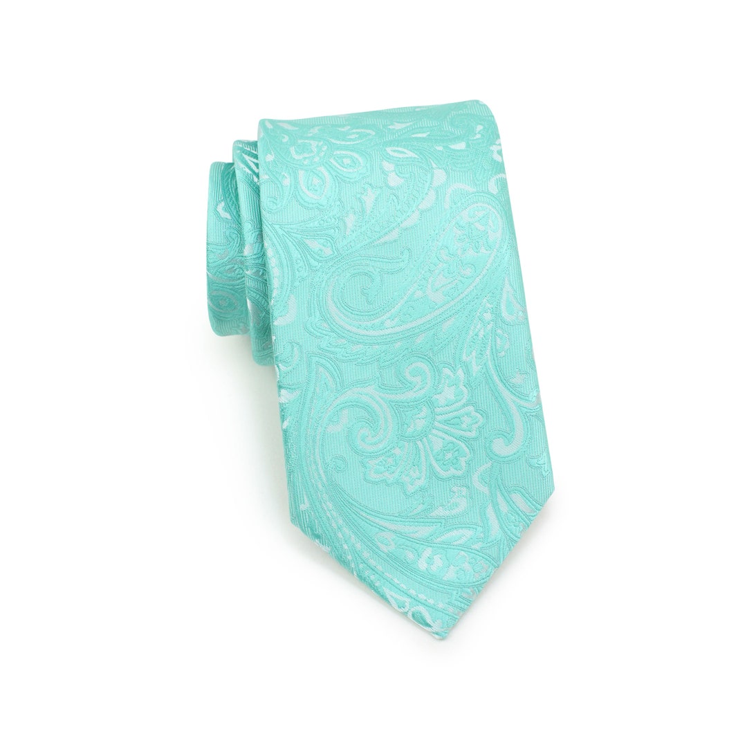 Aqua Paisley Tie | Aqua Turquoise Blue Mens Tie With Paisley Design - Etsy