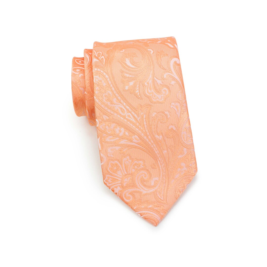 Peach Orange Tie | Mens Paisley Tie in Peach Orange - Etsy