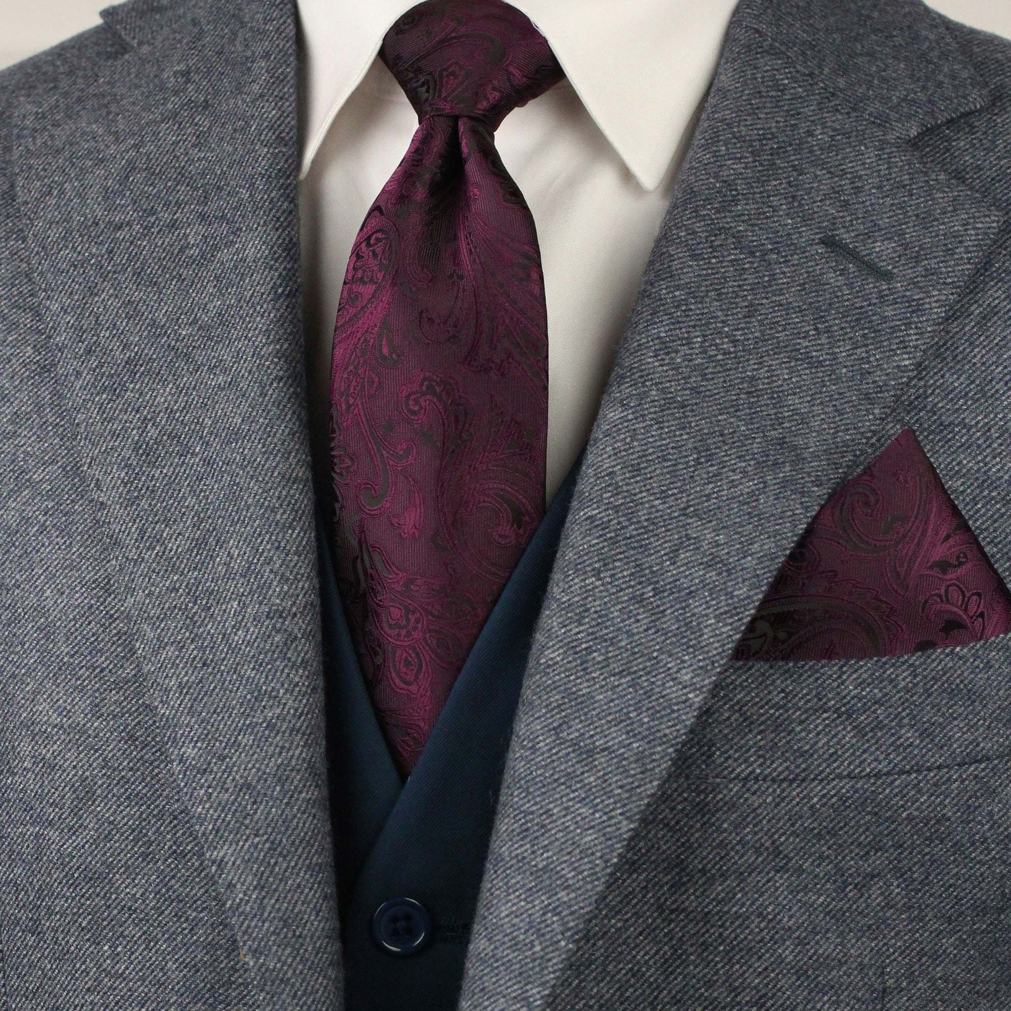 Conjunto de corbata de vino tinto / Corbata paisley formal - Etsy España