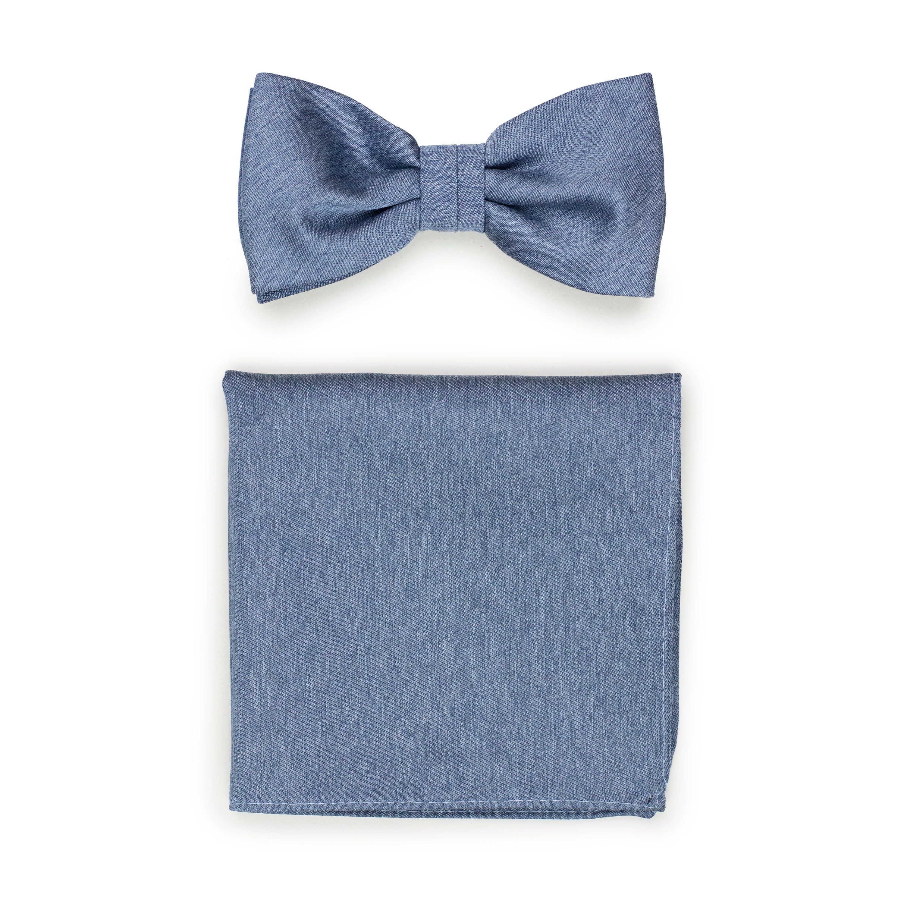Steel Blue Bow Tie Set | Bow Tie + Pocket Square in Steel Blue - Etsy