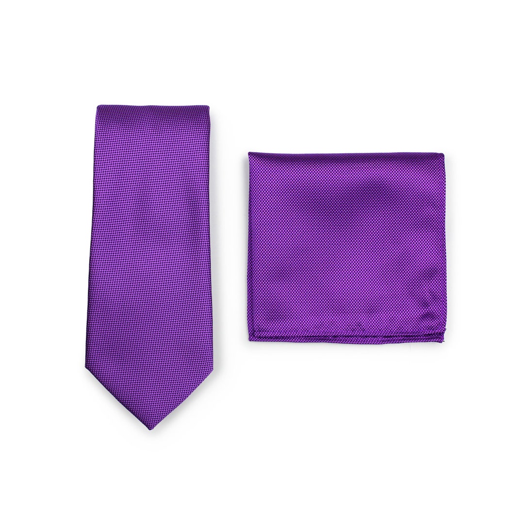 Violet Tie Set | Violet Purple Necktie and Pocket Square | Solid ...