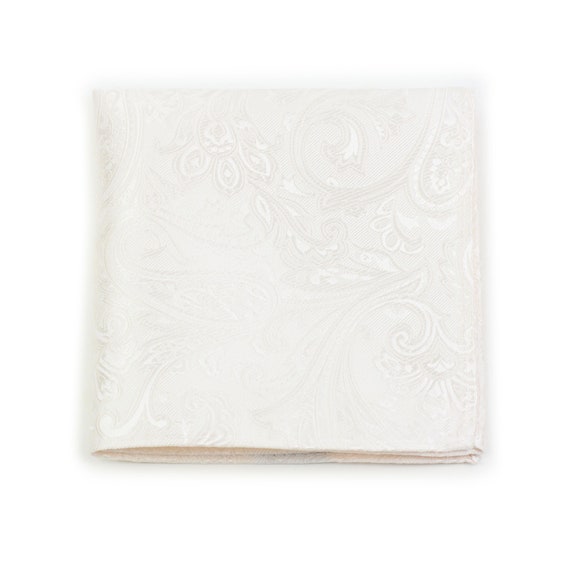 Ivory Paisley Hanky Formal Mens Pocket Square in Ivory - Etsy