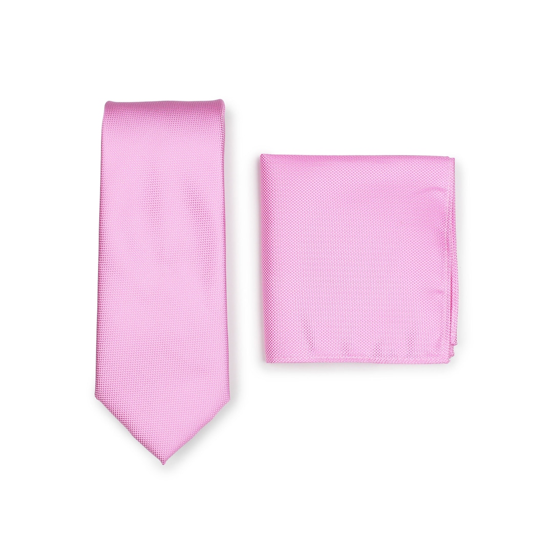 Carnation Pink Tie Set | Necktie and Hanky Set in Bright Carnation Pink ...