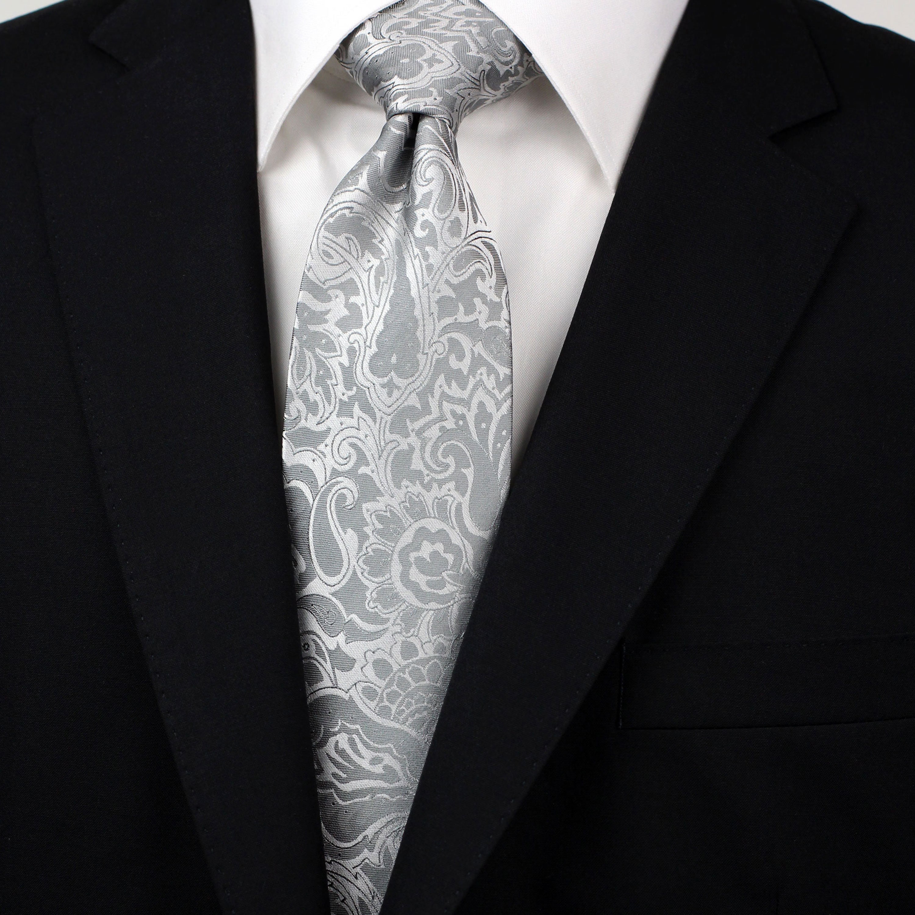 Silver Paisley Tie | Formal Silver Mens Tie With Paisley Design ...