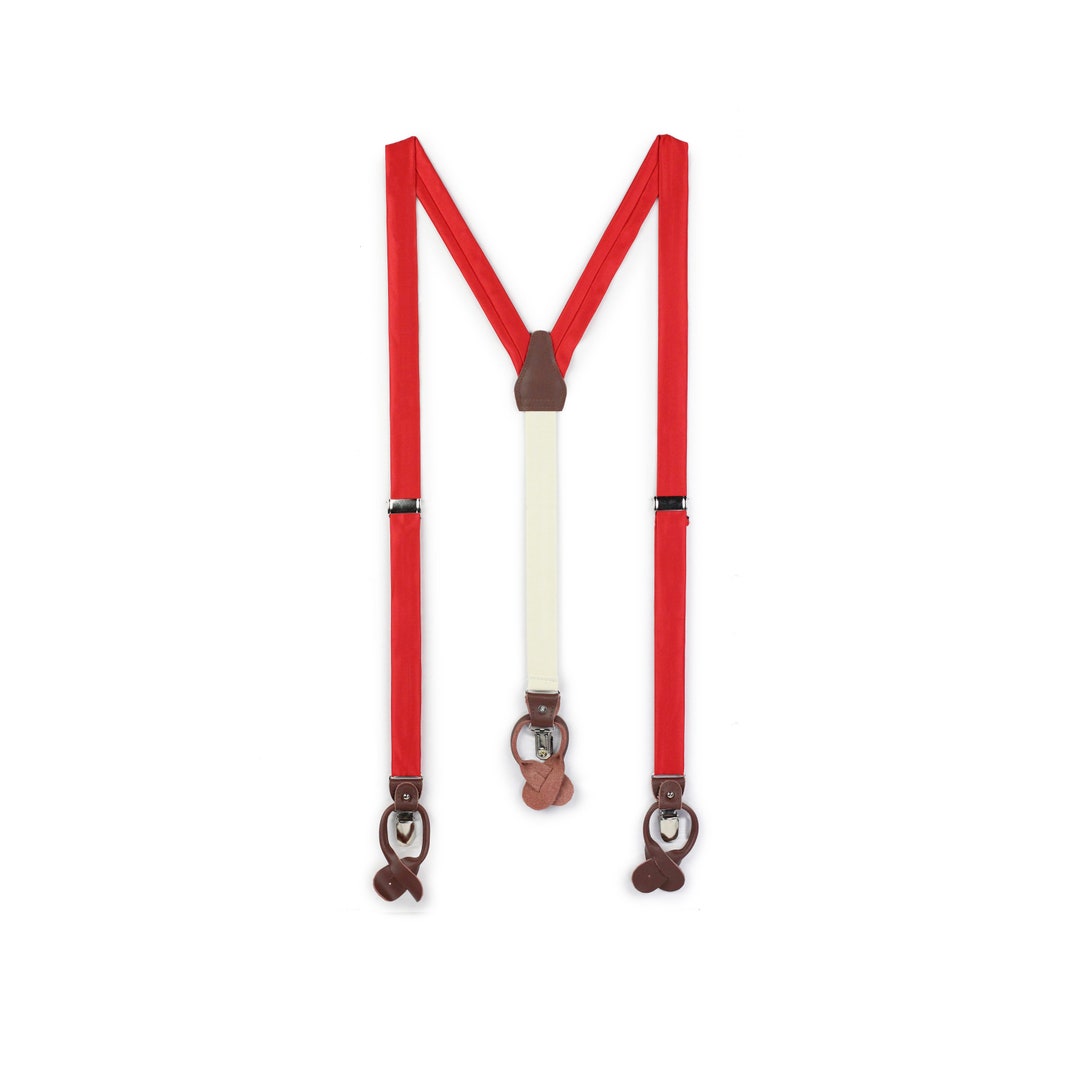 Red Suspenders | Bright Red Mens Suspenders | Adjustable Wedding ...