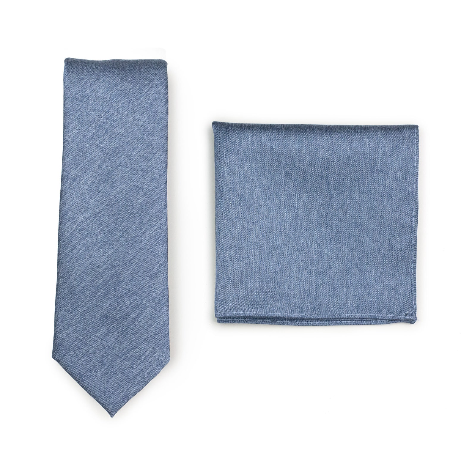 Steel Blue Bow Tie Set | Bow Tie + Pocket Square in Steel Blue - Etsy