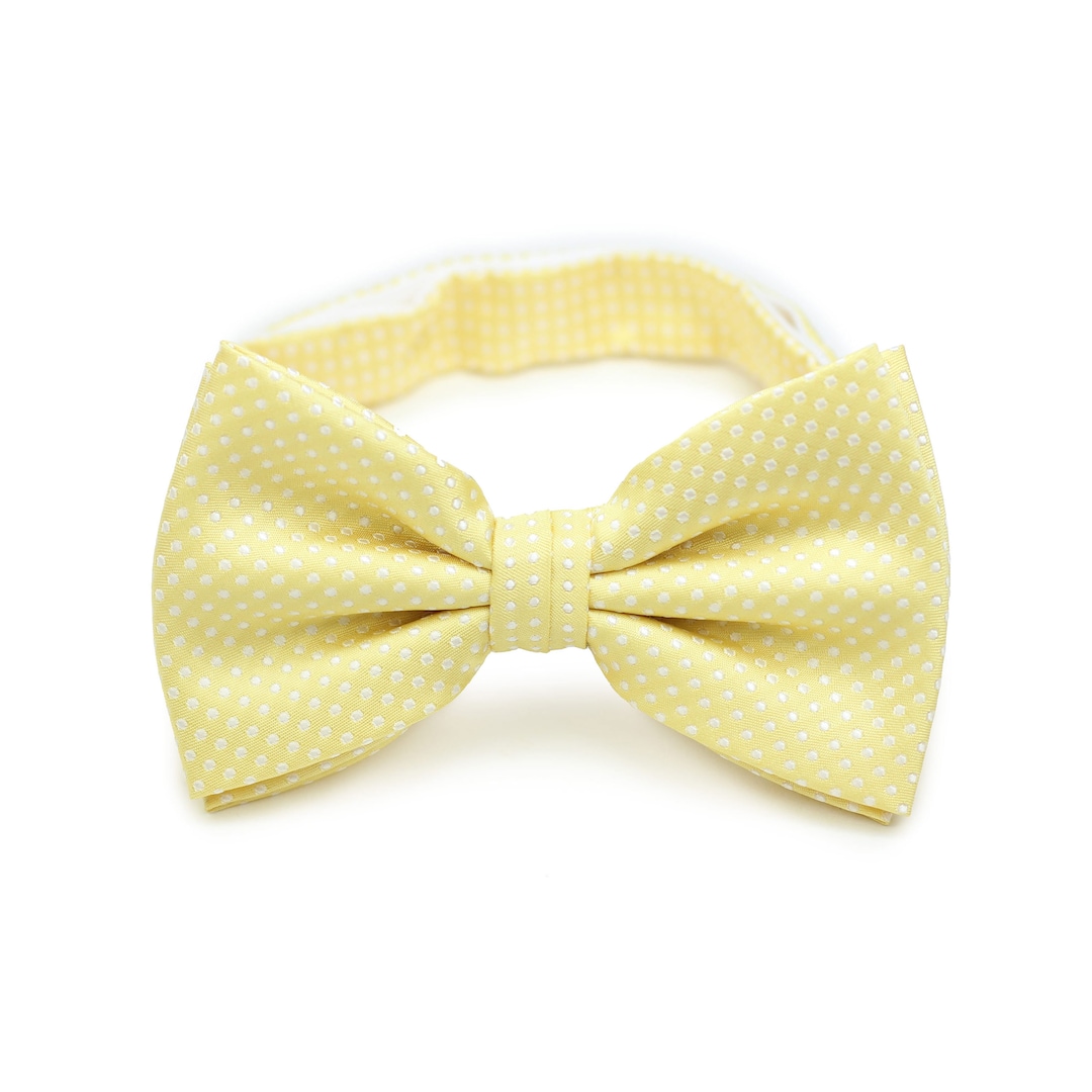 Light Yellow Bow Tie | Men's Pre-tied Bow Tie in Pastel Yellow With Pin ...